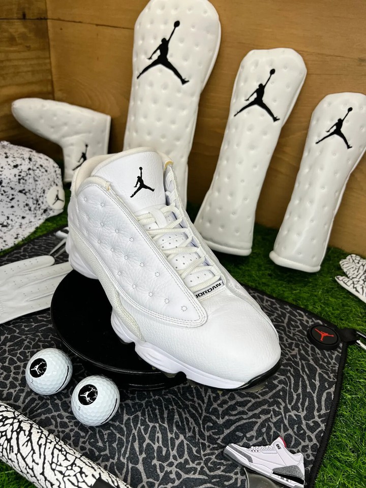 Air Jordan Golf Head Cover Leather 13's White Handmade Upcycled | eBay