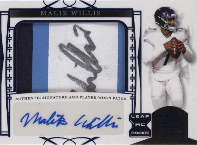 2022 Leaf Trinity - Patch Auto Malik Willis #PA-MW1 Navy /49 (AU, MEM ...
