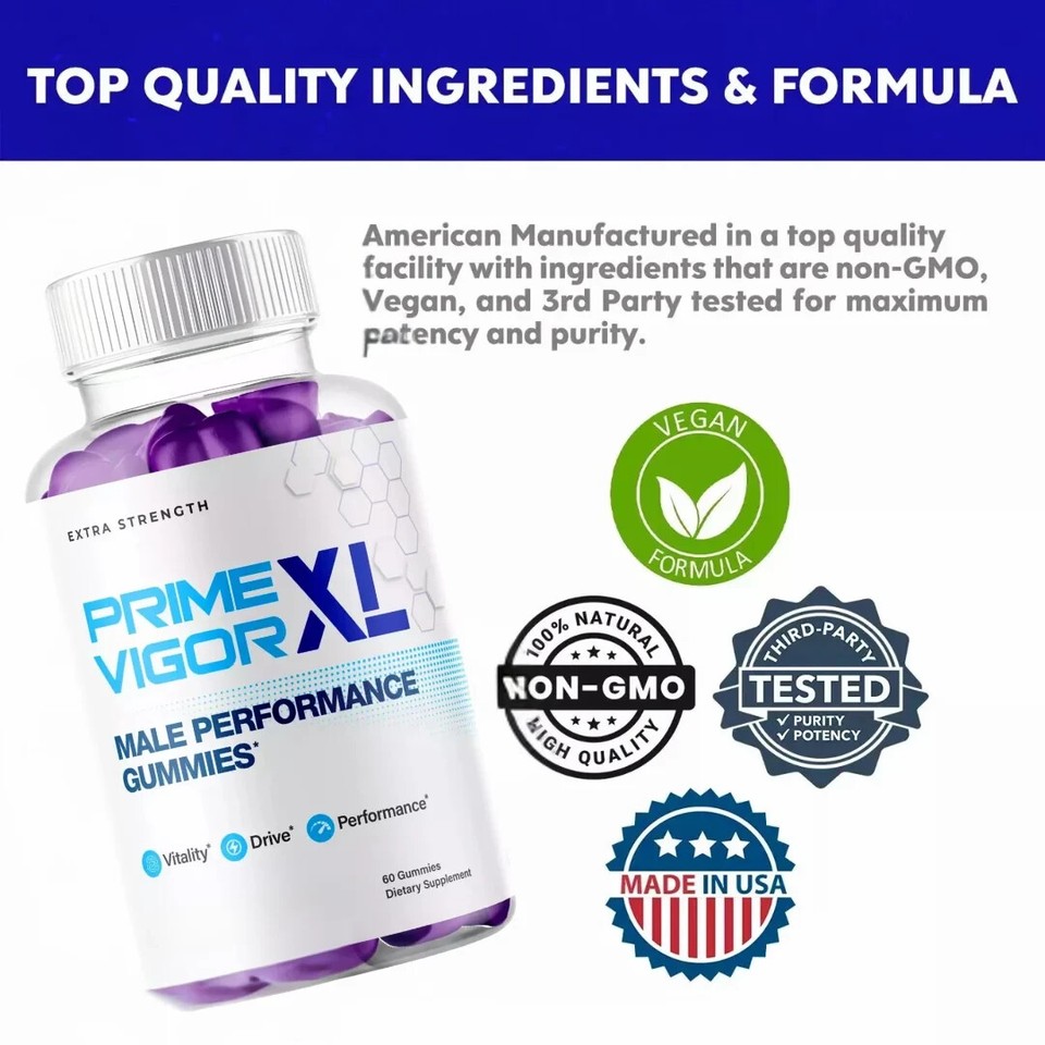 Prime Vigor XL Gummies for Men Male Enhancement Supplement (60ct) Free ...
