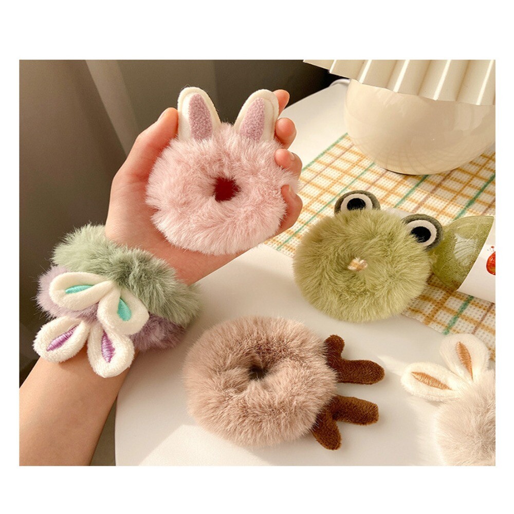 Ponytail Holder Hair Rope Fake Fur Hair Circles Hair Rubber Bands Girls ...