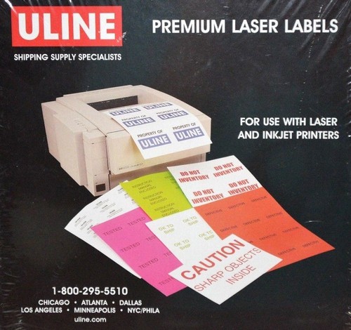 Uline Premium Laser Labels S-5627 1200 Labels 4 x 1.5" White New | eBay