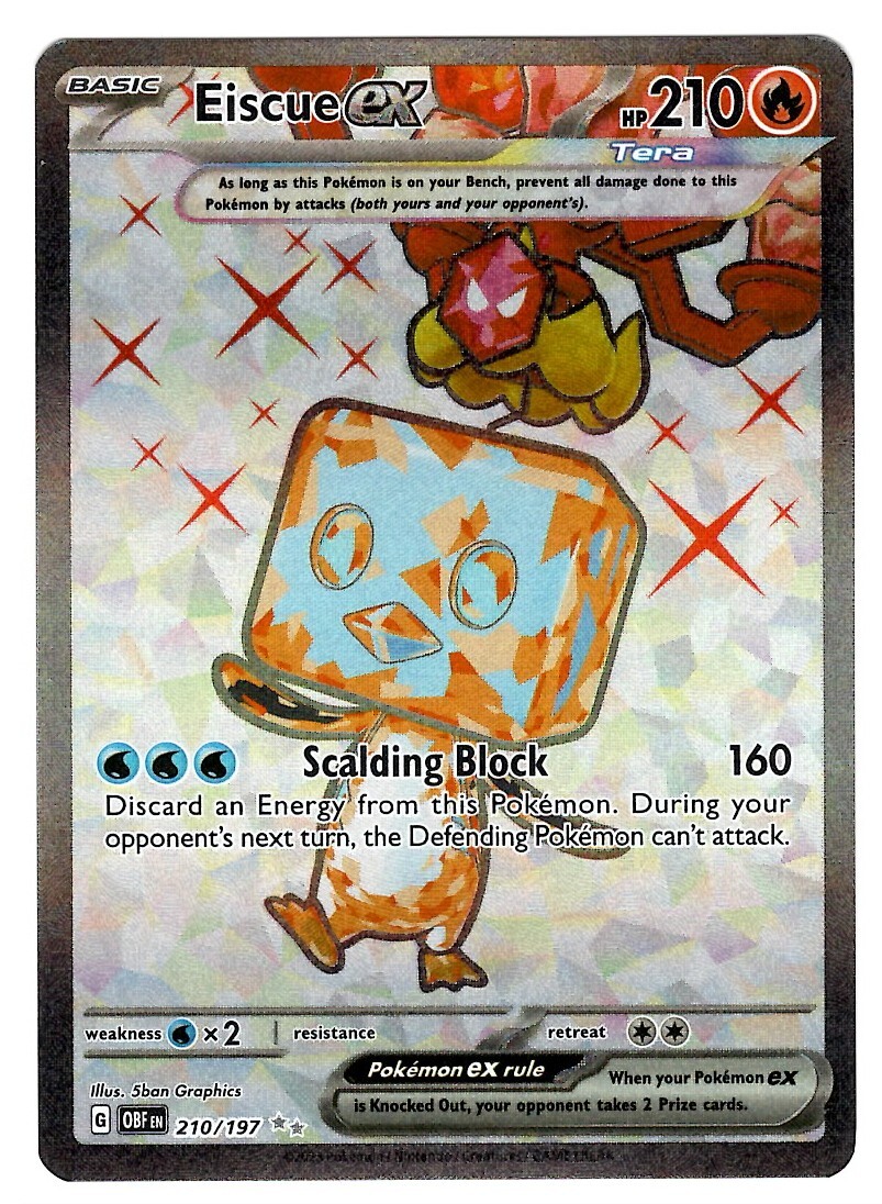 Pokemon - Eiscue ex 210/197 - Obsidian Flames - Ultra Rare - Full Art ...