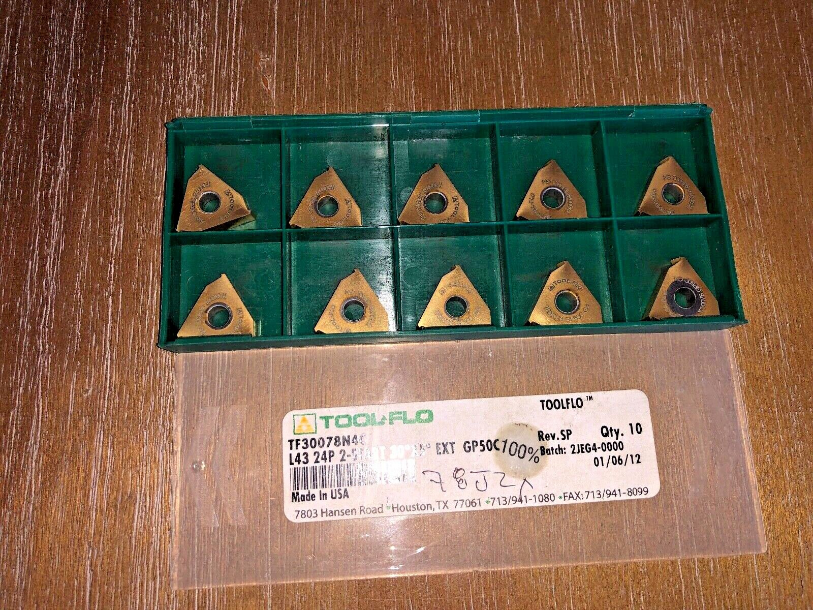 TOOL FLO CARBIDE INSERTS L43 24P 2 START 30X5 DEGREE EXT GP50C QTY 10 ...