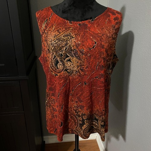 Vintage White Stag Stretch Blouse XL Sleeveless Paisley Y2K Retro Boho ...