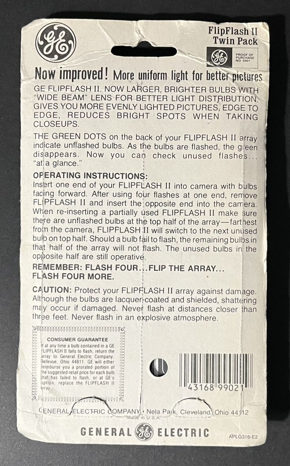 New Old Stock Vintage GE Flip Flash II Twin Pack Camera Bulbs 16 Flashes | eBay