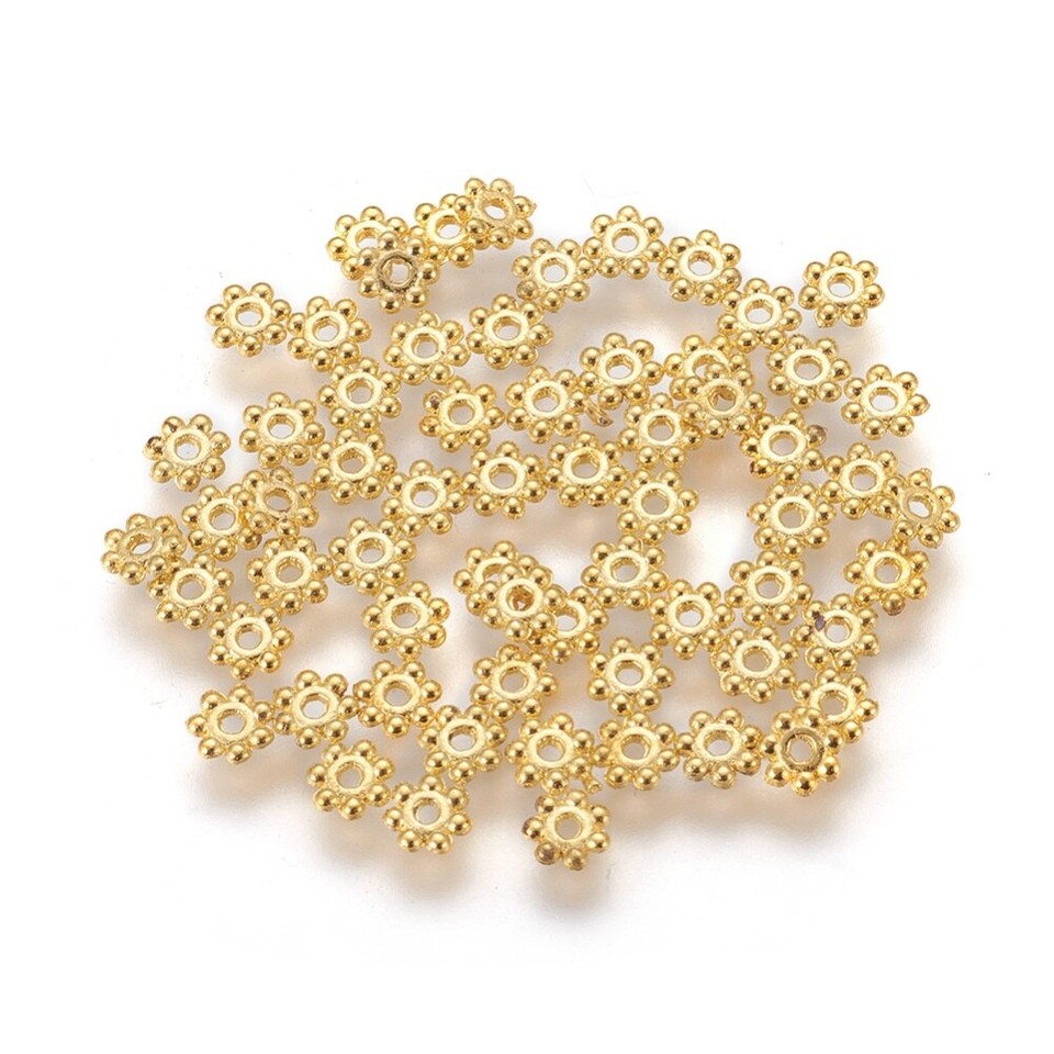 100 Flower Daisy Spacer Beads 4x1.5mm Snowflake Spacer Beads Jewellery ...