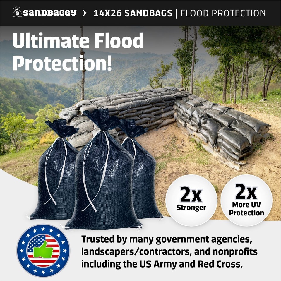 BLACK Military Style OD Heavy Duty Sandbag Sand Bags - 26" x 14 ...