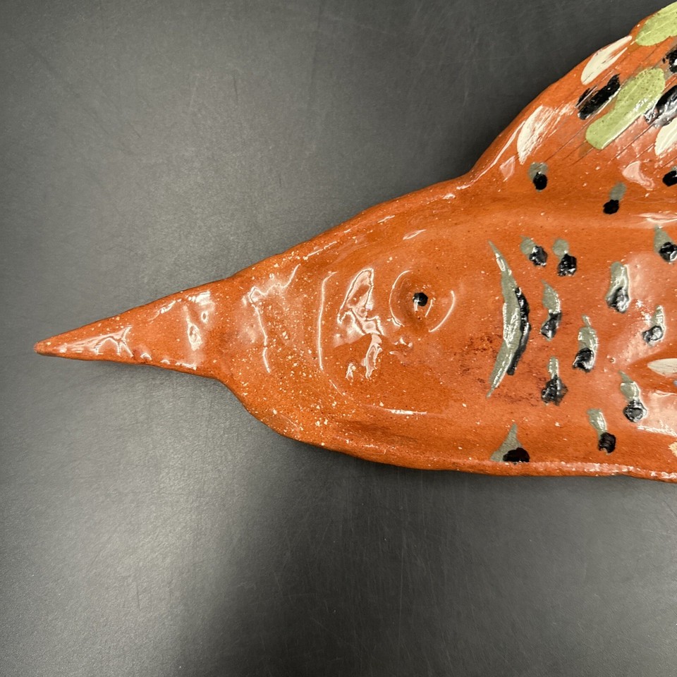 Vintage 1952 Red Clay Terra Cotta Swordfish Painted Tray Art Studio ...