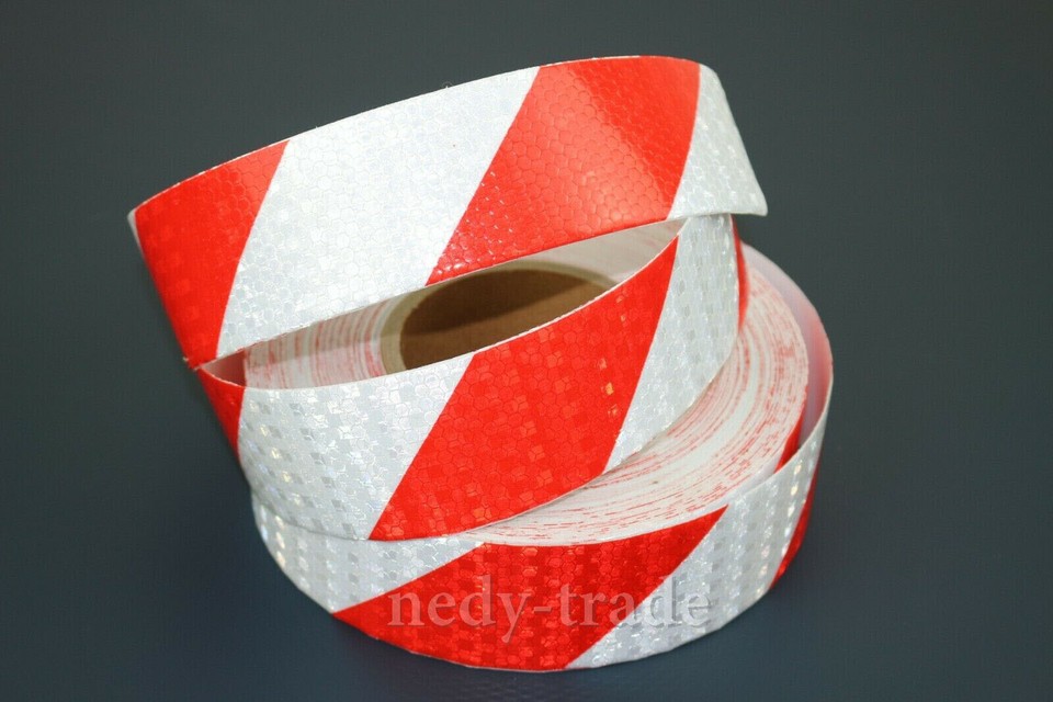5m x 50mm Truck Lorry Trailer HGV Red/White Reflective Tape Sticker ...