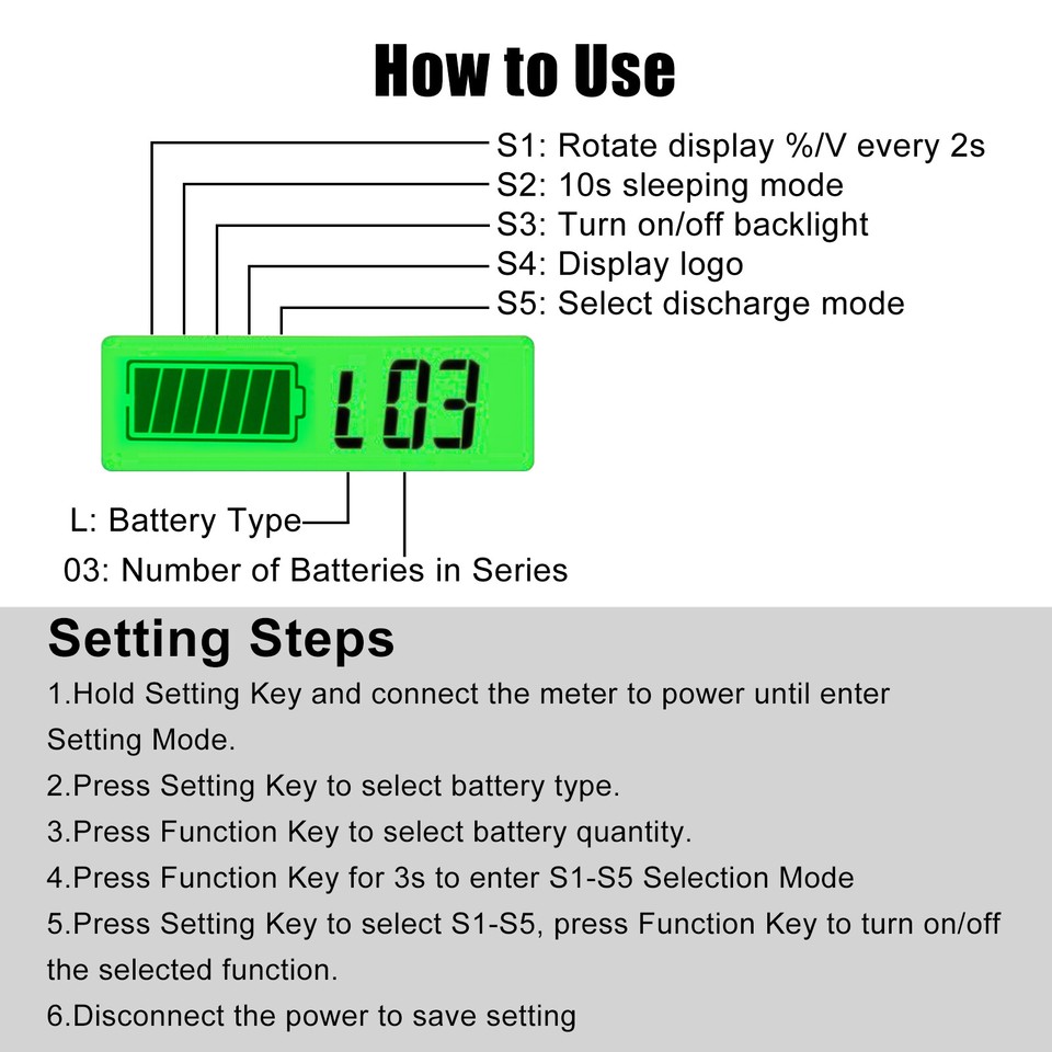 LCD Digital Display Battery Status Indicator Monitor Meter Gauge 12V ...