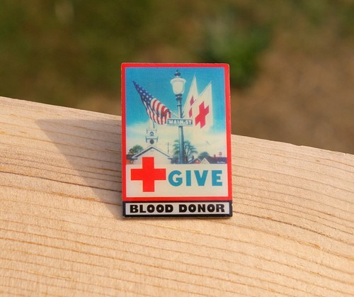 American Red Cross Give Blood Donor 1 1/4" Metal & Enamel Lapel Pin ...