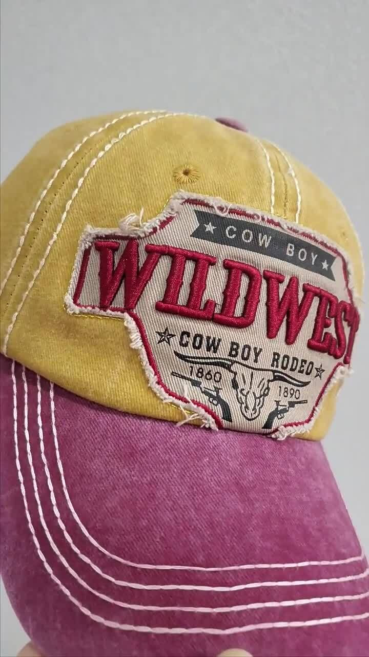Vintage Cow Boy Rodeo Baseball Caps Washed Wild Embroidered Strapback ...