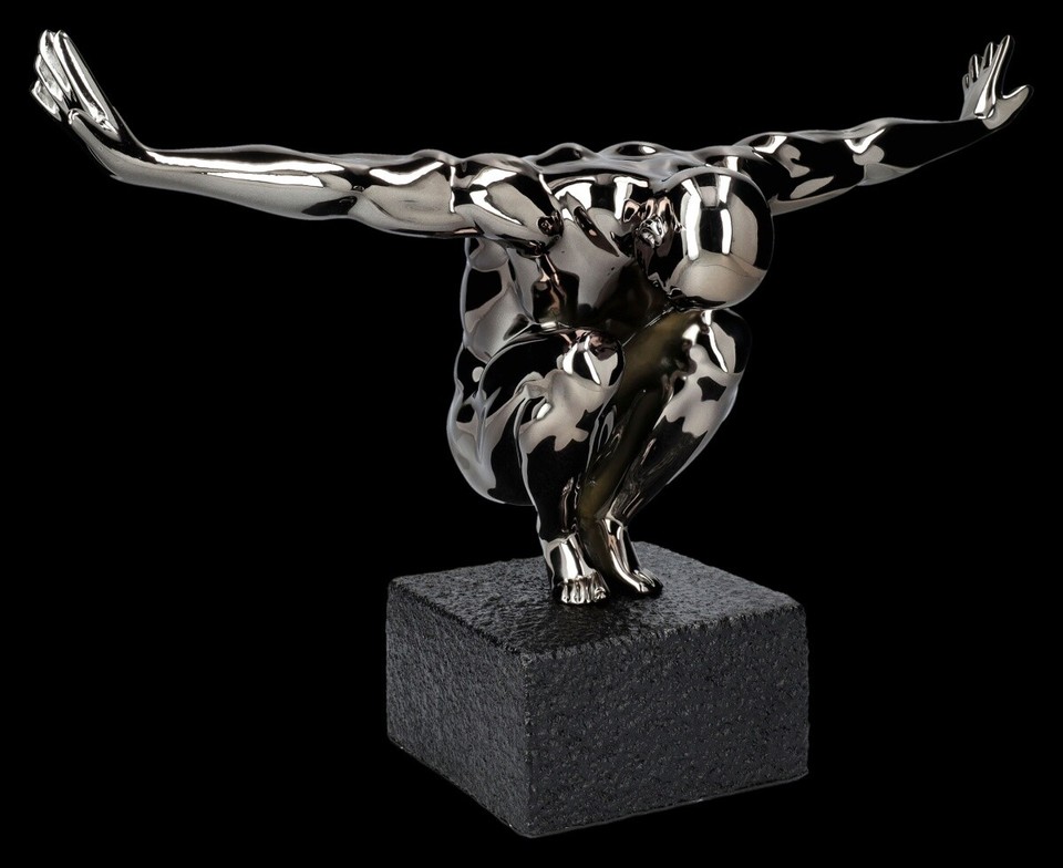 Statue Nu Homme - Sautant Homme Noire Socle - Masculin Athlet Athlète ...