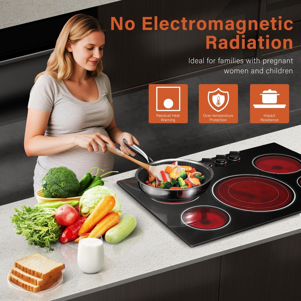 Amzgachfktch Electric Cooktop 5 Burner Electric Stove Top Ceramic ...