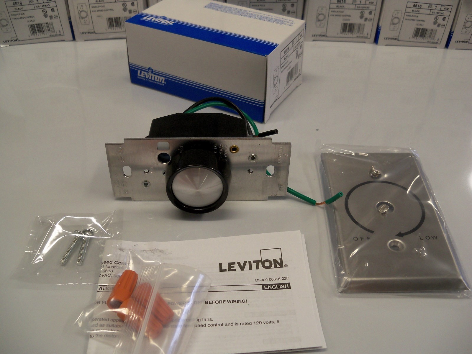 Leviton 6616 Single Pole Fan Speed Control Black New in Box (( Lot of 4 ...