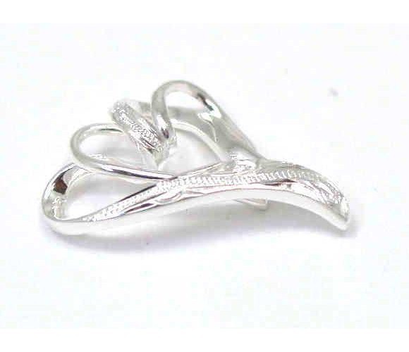 925 STERLING SILVER FLOATING DOUBLE HEART LOVE HAWAIIAN SCROLL PENDENT ...
