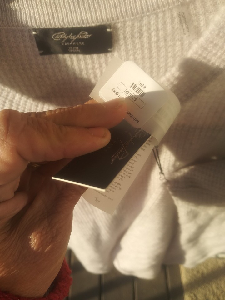 New Cashmere Sweater Lg Christopher Fischer NWT Light Gray Oval Crew ...