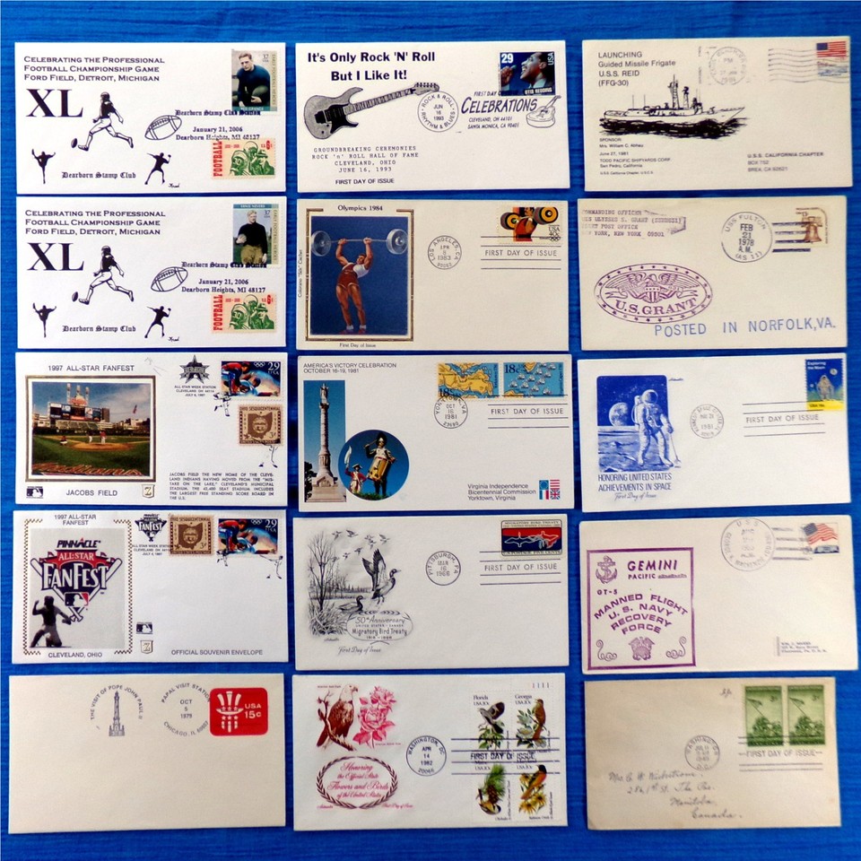 USA STAMP COVER LOT: 60 Piece Vintage Mixed FDC 1st Day Stamps Covers ...