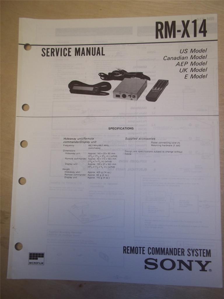 Sony Service Manual~RM-X14 Remote Commander System~Original~Repair | eBay