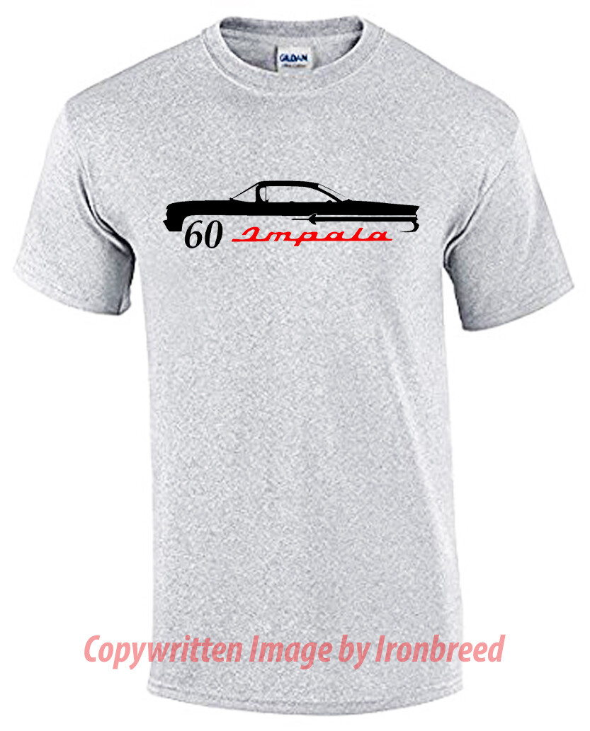 1960 60 Chevy Impala T-Shirt Classic Muscle Car Emblem Side Mouldings ...