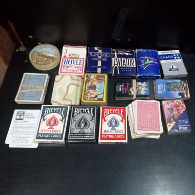 Lot 16 decks vintage Playing Cards 9 Bicycle Rider back, 2 Aviator ...