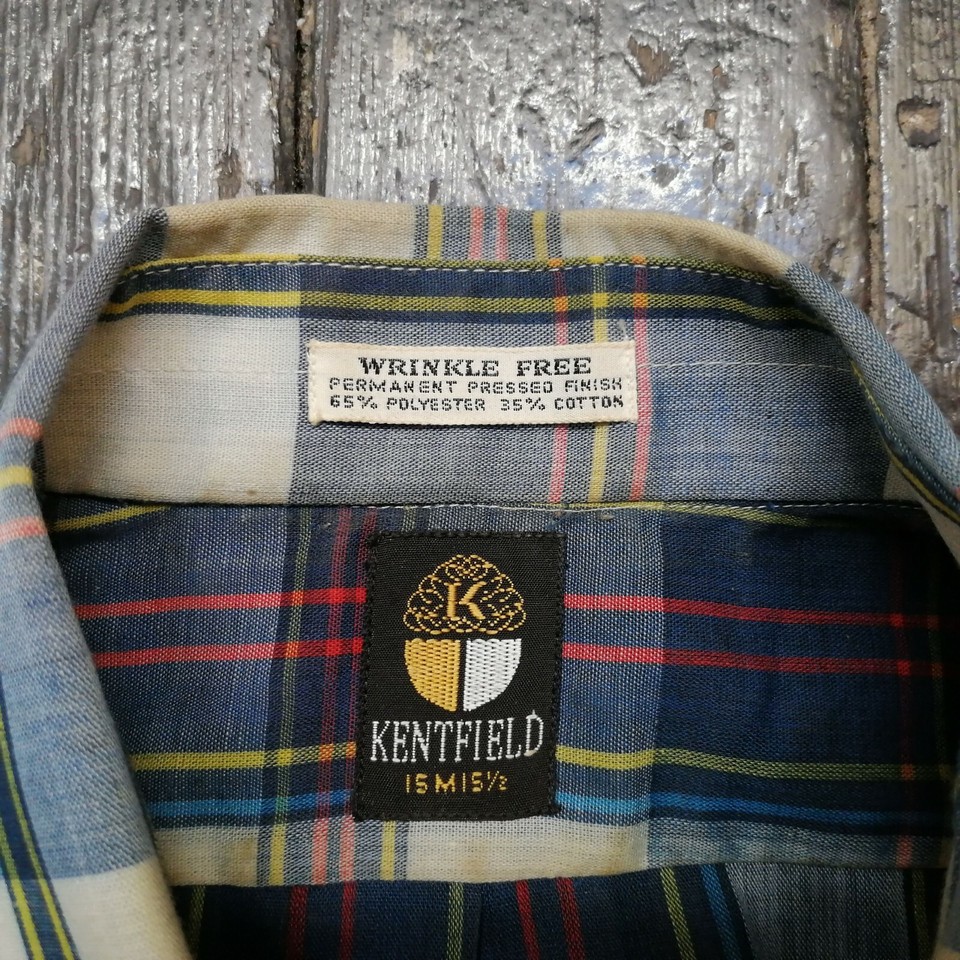 Vintage Herren Kentfield Blau, Gelb & Rot Kariert Kurze Größe 15-15.5 ...