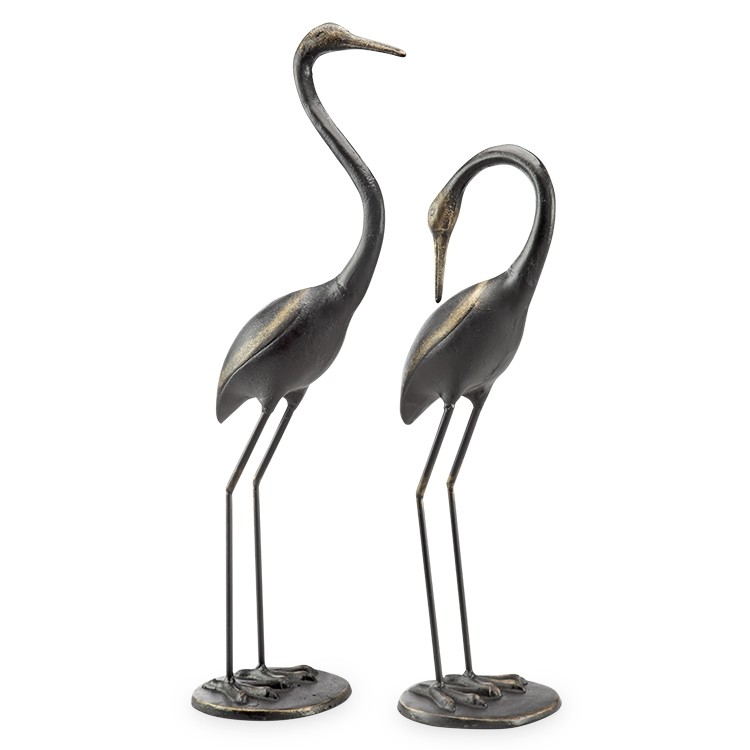 Watchful Waders Garden Crane Pair Sculptures Statue Heron Bird ~ SPI ...