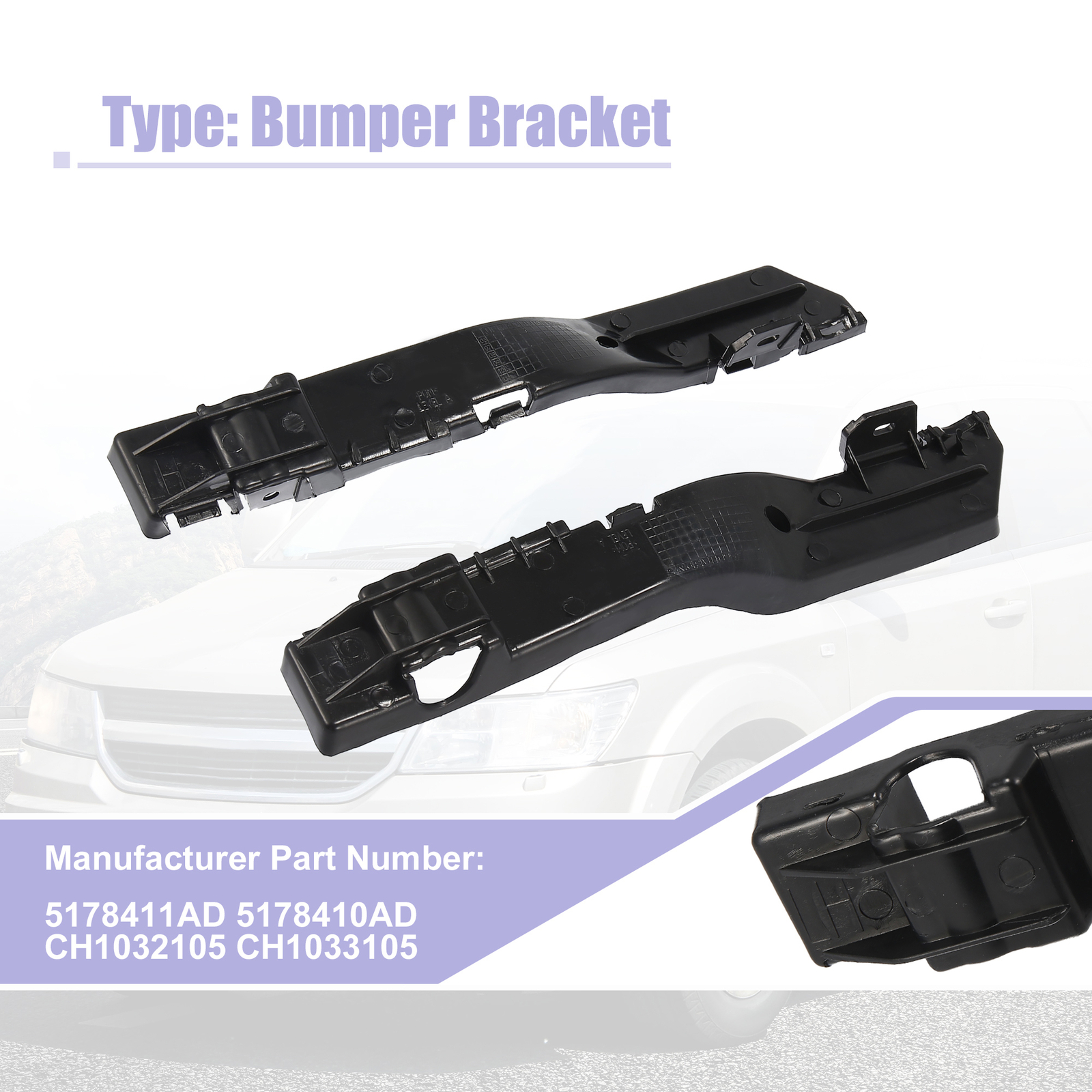 Front Bumper Bracket Support 1Pair For 2009-20 Dodge Journey 5178411AD ...