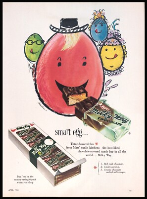 Vintage 1954 Mars MILKY WAY Chocolate Dyed Eggs Eating Candy BEMELMANS ...