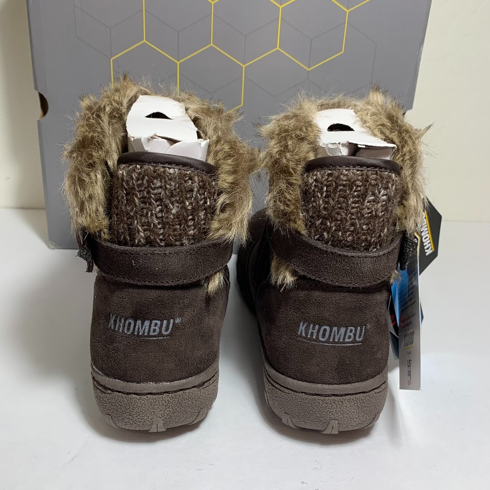 Khombu Blaze Boots Suede Leather Faux Fur Buckle Booties Brown Size 6.5 ...