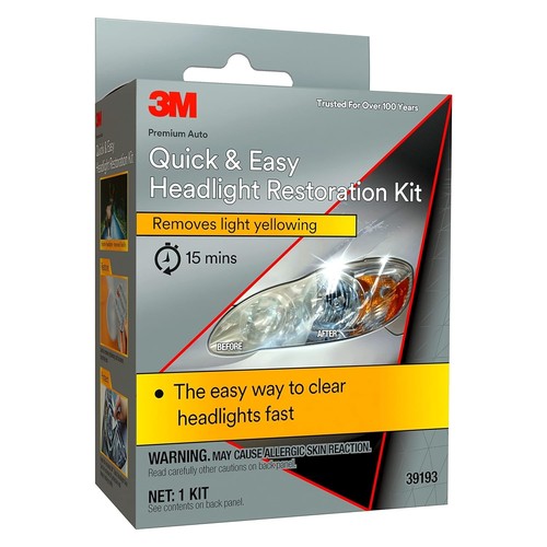 3M Quick and Easy Headlight Restoration Kit, Removes Light Yellowing in ...