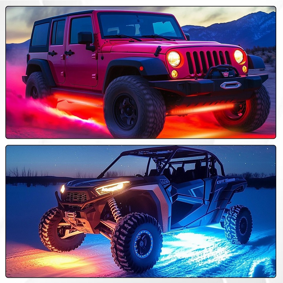 6PCS Double Row LED RGB Dream Lights Strip Neon Underglow LED Color ...