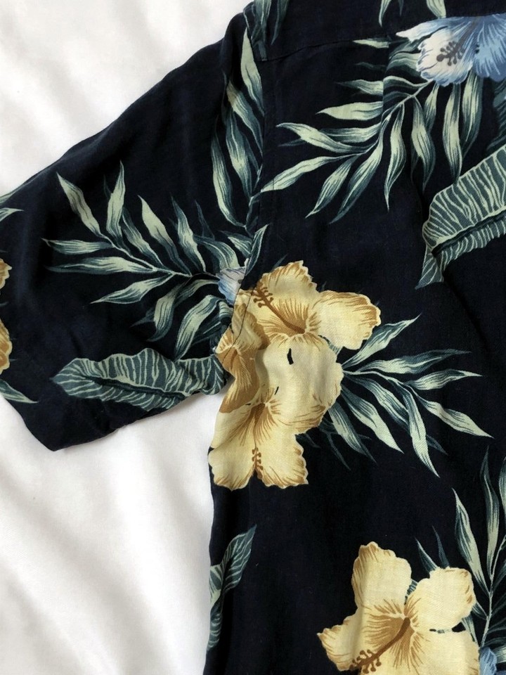 Vintage Silk Circa 1969 ~ Hawaiian Luau Floral Button Short Sleeve ...