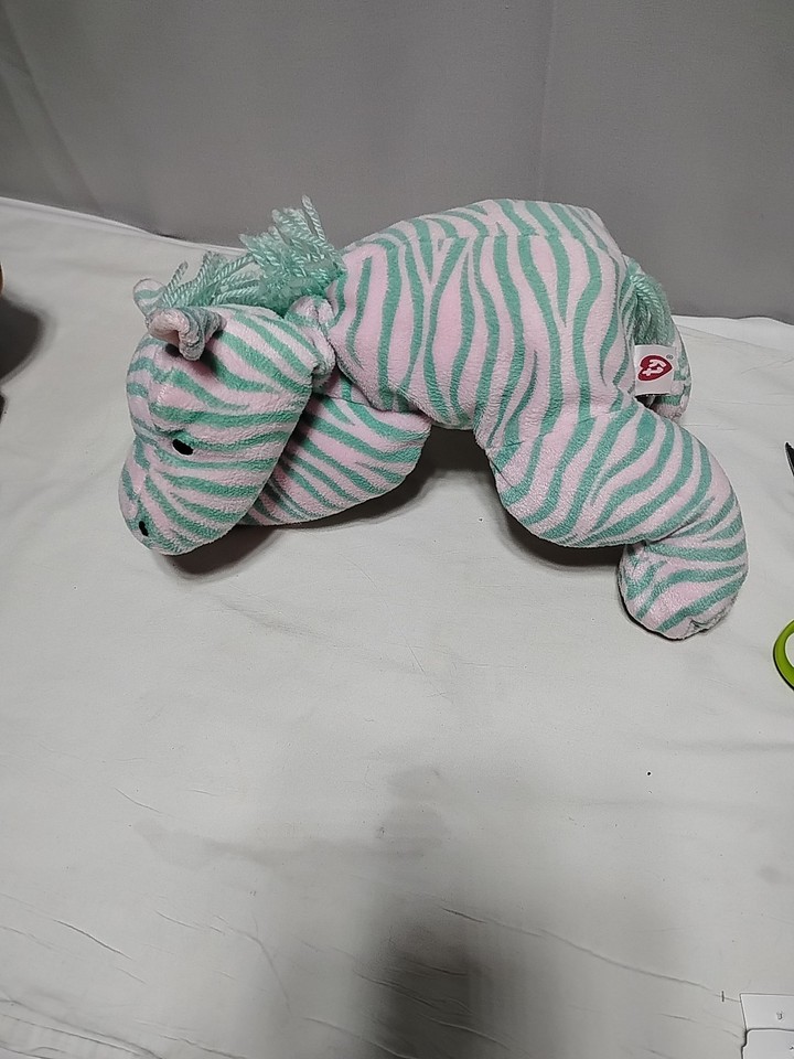 Vintage Plush Toy 1996 TY ZULU The ZEBRA Pink Green Striped Plush 15 ...