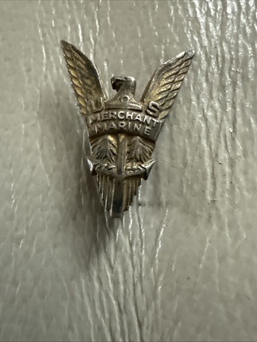Vintage WW II US Merchant Marine Sterling Silver And Enamel Lapel Eagle ...