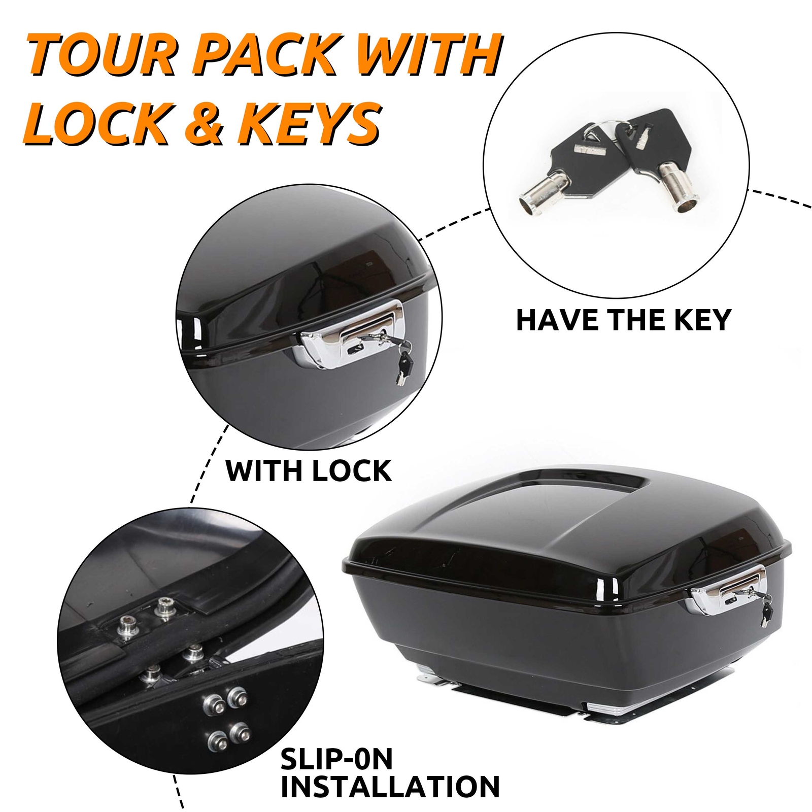 Black Tour Pak Pack Trunk For Harley Touring Road King Electra Glide ...