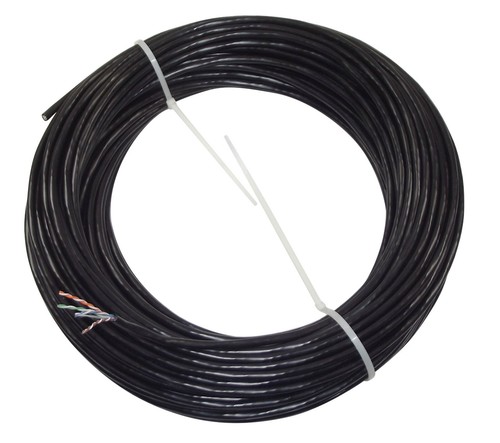 80m Black External Outdoor Cat5e Cable - Solid 4 Pair UTP Wire 100% ...