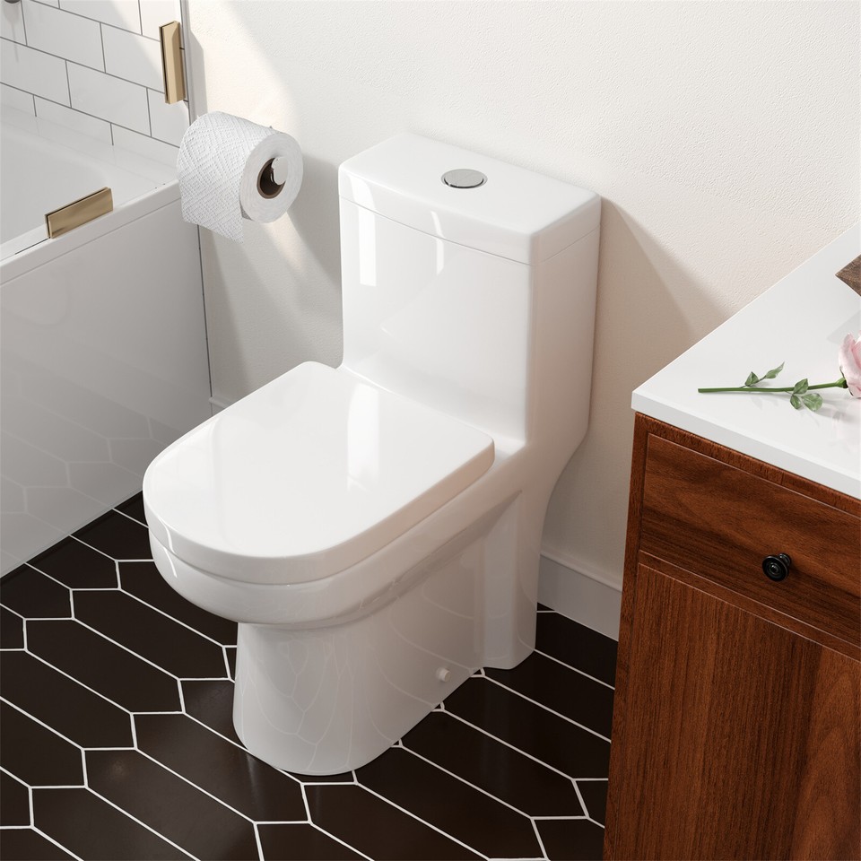 HOROW 12" Rough-in Compact Dual-Flush Elongated One-Piece Toilet 1 ...