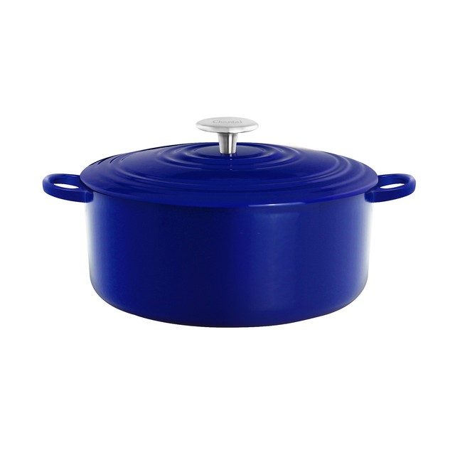 Chantal Tc32-260 BL 5qt Round Enamel Dutch Oven-cobalt Blue Cast Iron ...