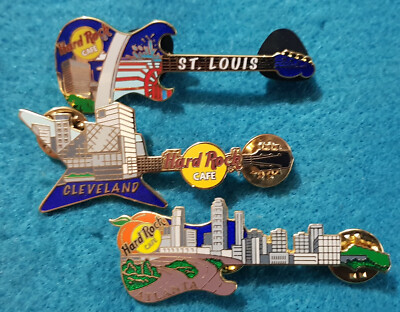 SET SKYLINE ST LOUIS CLEVELAND ATLANTA CITY GUITAR Hard Rock Cafe 3 ...