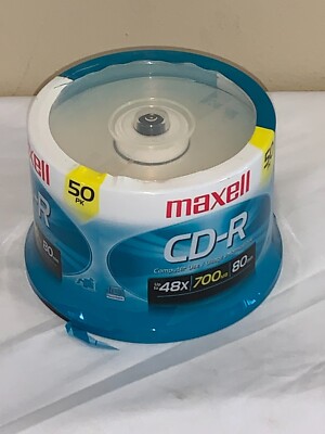MAXELL CD-R DISCS AUDIO VIDEO RECORDABLE MEDIA 50 PK SPINDLE 700 MB 48x ...
