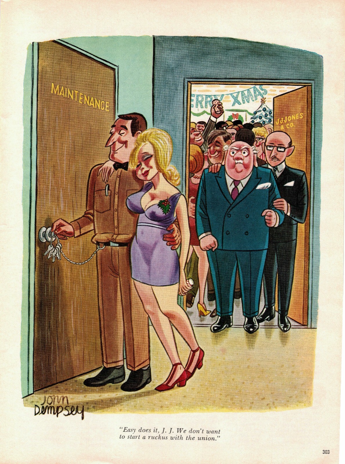 Vintage 1968 John Dempsey Cartoon Playboy Mag - "Easy does it ruckus with union" | eBay