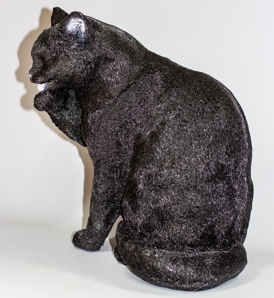 Black Sitting Cat Memorial Statue Garden Sculpture Pet Loss Keepsake ...