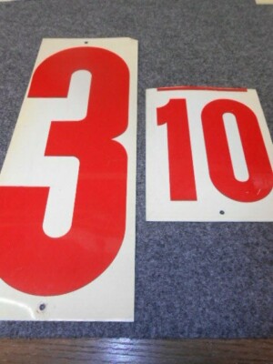 2 VINTAGE GASOLINE METAL GAS PUMP NUMBERS/ SERVICE STATION SIGN | eBay
