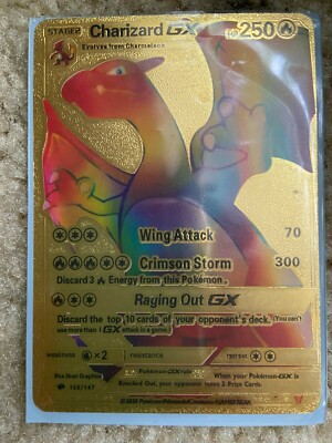 rainbow Charizard GX 150/147 gold metal card Pokemon | eBay