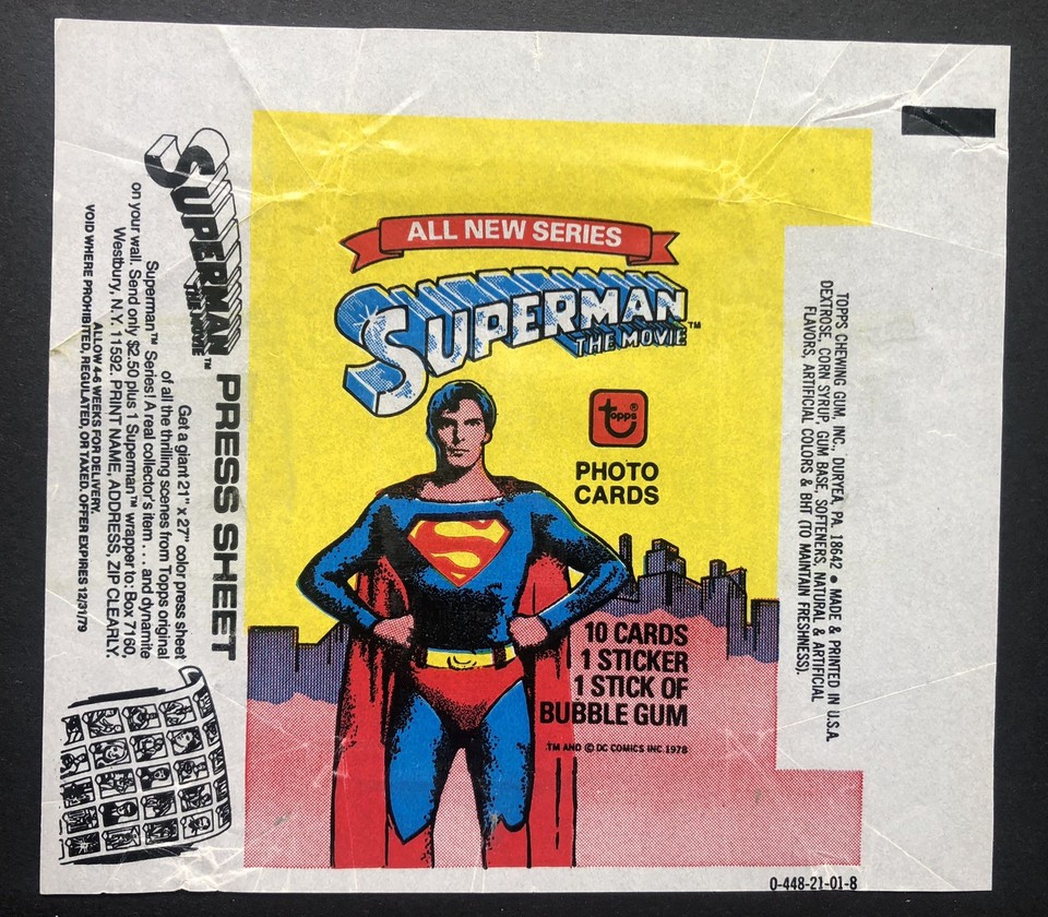 Superman The Movie 1978 Topps Wax Pack Rapper All New Series Photo ...