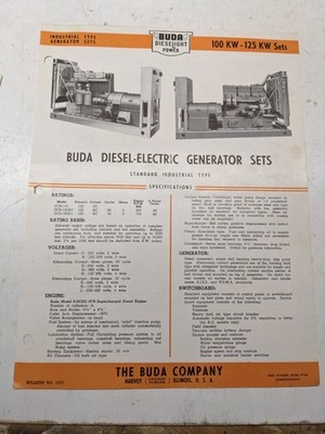 BUDA DIESEL ELECTRIC GENERATOR SETS SPECIFICATIONS SALES BROCHURE 1948 ...