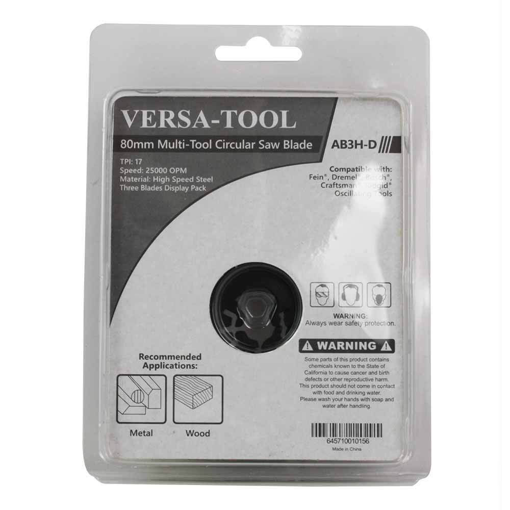 Versa Tool AB3H-D 80mm HSS Circular Multi-Tool Saw 3 Blade Display Pack ...