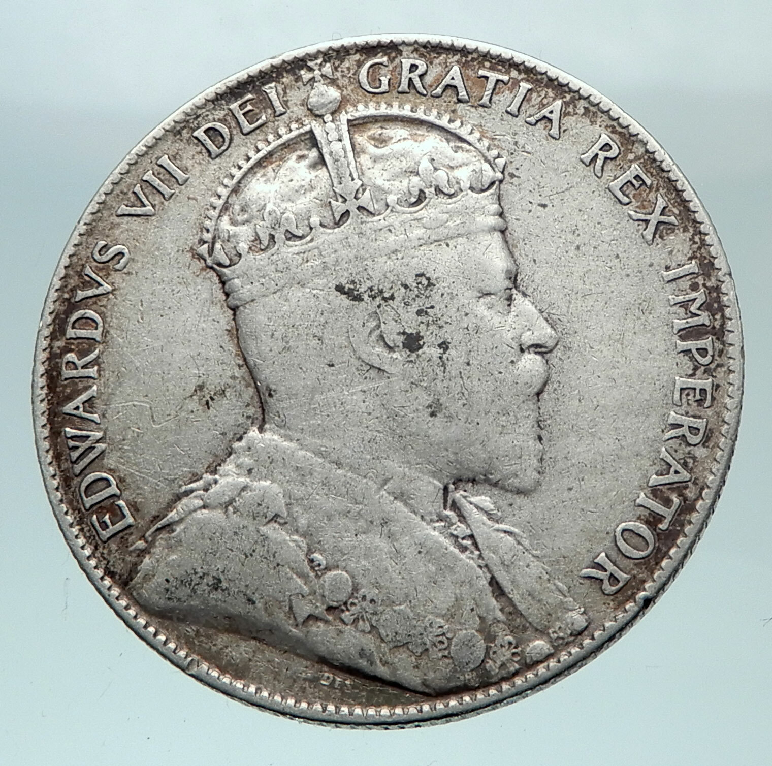 1908 CANADA Newfoundland Antique Silver 50 Cents Coin UK King Edward ...
