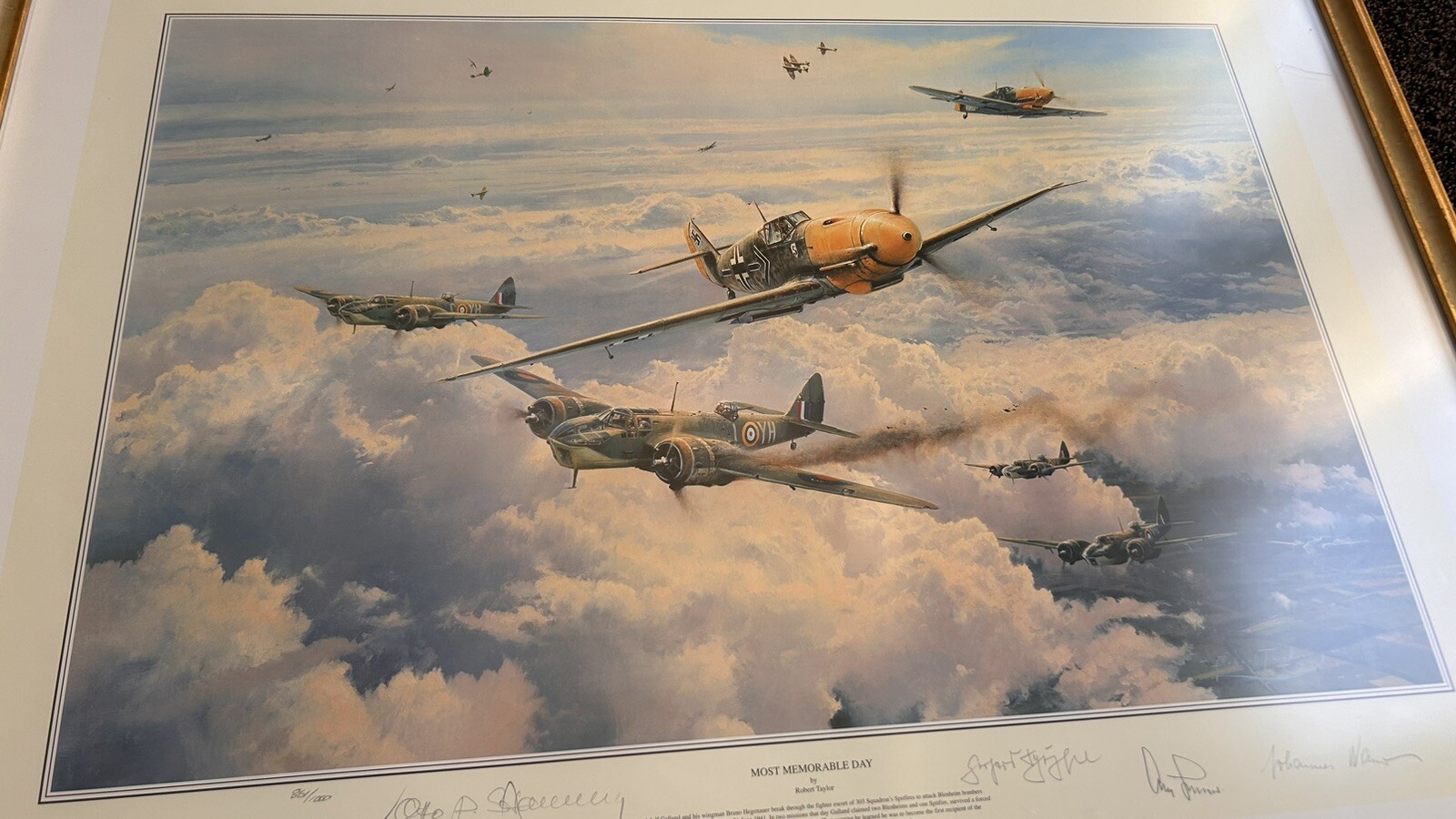 Robert Taylor WWII Aviation Print Numbered SIGNED By Taylor & 4 German ...